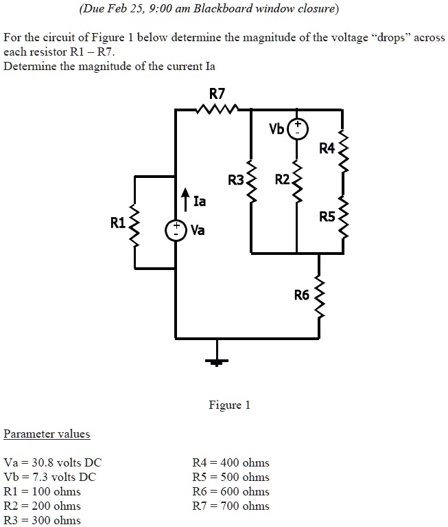 SOLVED: For the circuit of Figure 1 below, determine the magnitude of the voltage drops across ...