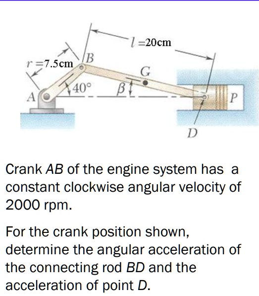 L 20cm R 7 5cm 40° Crank Ab Of The Engine System Has A Constant Clockwise Angular Velocity Of
