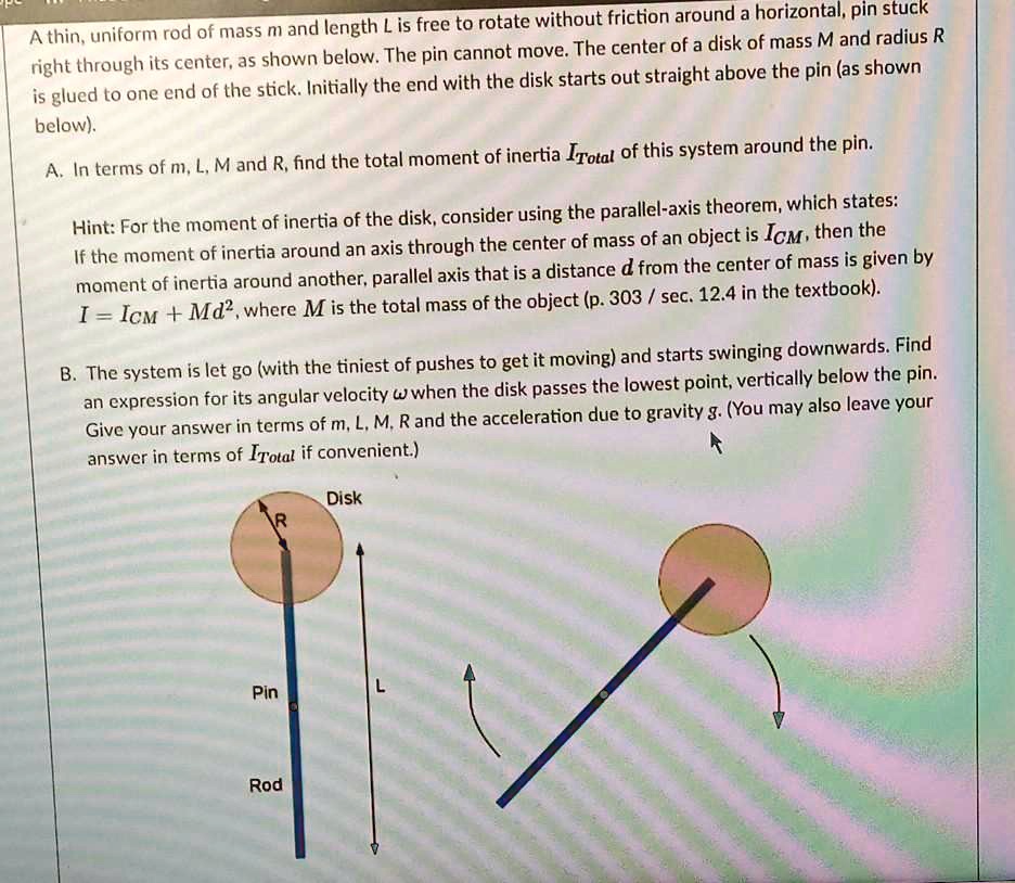 SOLVED: The thin, uniform rod of mass m and length L is free to rotate ...
