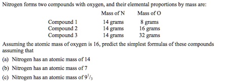 nirogen fors wo compounds with oxygen and their clemental proportions ...