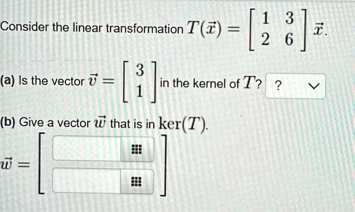 Consider the linear transformation T(x⃗) = x⃗. (a) Is the vector v⃗ ...