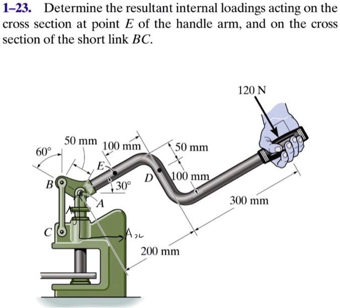 [GET ANSWER] 1-23. Determine the resultant internal loadings acting on ...