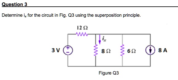 SOLVED: Determine i for the circuit in Fig. Q3 using the superposition principle. Question 3 ...