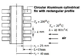 SOLVED: In the figure, cylindrical fins of circular cross section with ...