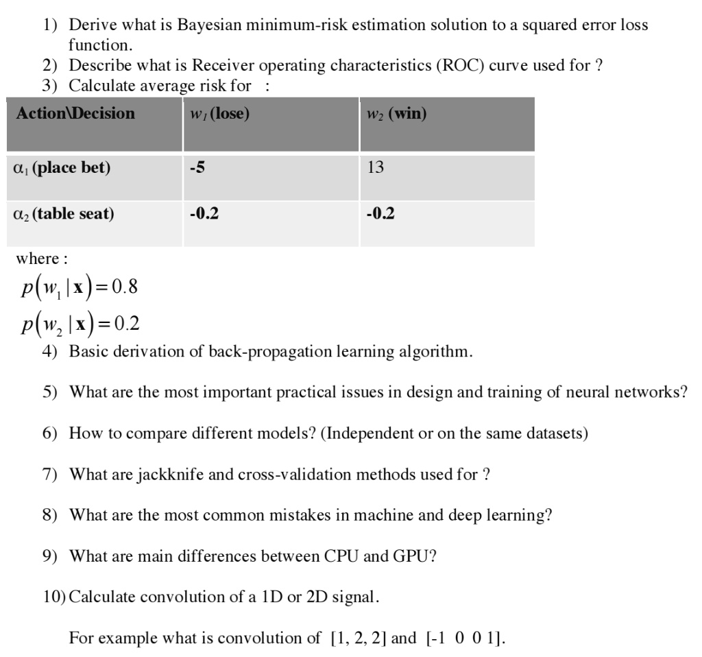 SOLVED: 1) Derive what is the Bayesian minimum-risk estimation solution ...