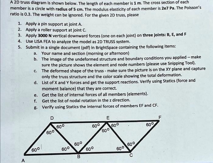 SOLVED: Texts: A 2D truss diagram is shown below. The length of each ...