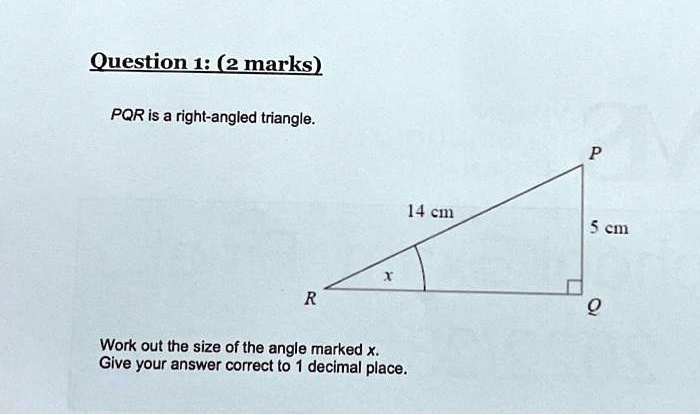 SOLVED: Work out the size of the angle marked x Give your answer correct to 1 decimal place ...