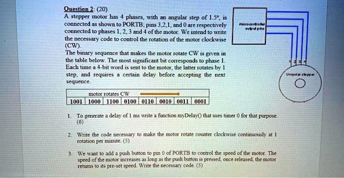 Solved Question 220 Solving By Arduino Code A Stepper Motor Has 4 Phases With An Angular Step