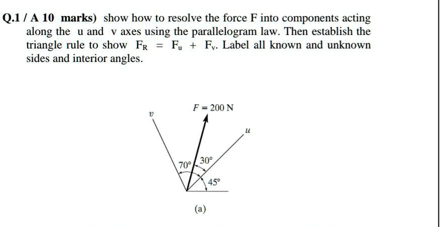 q1a 10 marks show how to resolve the force f into components acting along the 4and v axes using ...