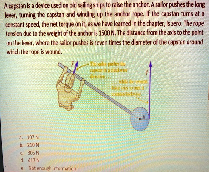 A capstan is a device used on old sailing ships to raise the anchor. A ...