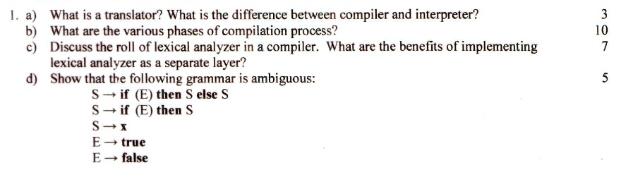 1. a) What is a translator? What is the difference between compiler and ...
