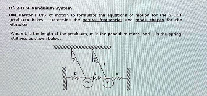 Solved Ii 2 Dof Pendulum System Use Newtons Law Of Motion To Formulate The Equations Of