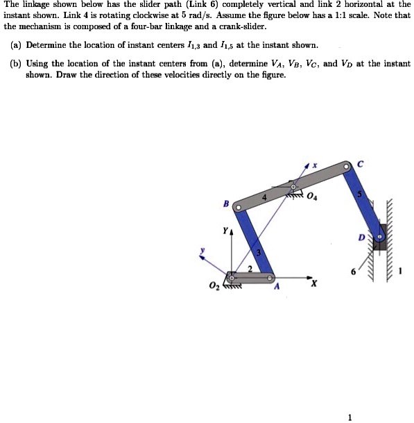 The linkage shown below has the slider path (Link 6) completely ...