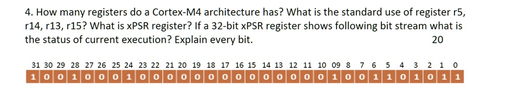 Solved 4 How Many Registers Does A Cortex M4 Architecture Have What Is The Standard Use Of