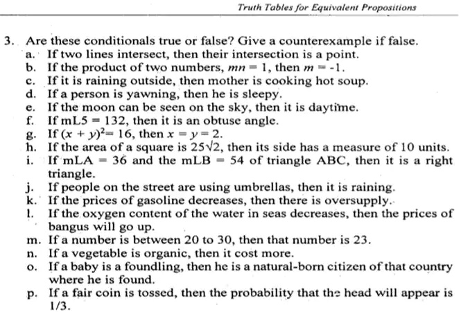 SOLVED: Truth Tables for Equivalent Propositions Are these conditionals ...