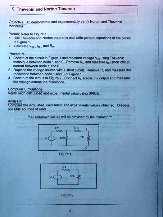SOLVED: Text: Thevenin and Norton Theorem Objective: To demonstrate and experimentally verify ...