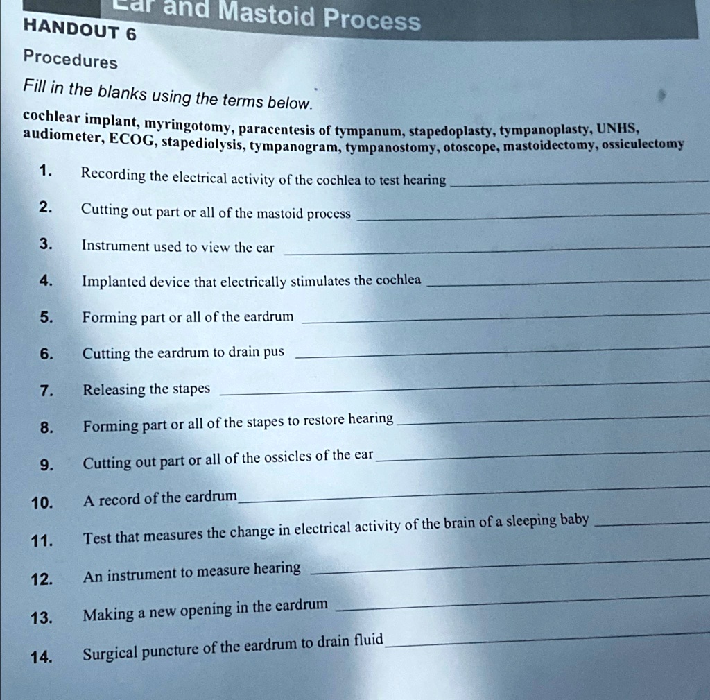 Handout 6 procedures fill in the blanks using the terms...
