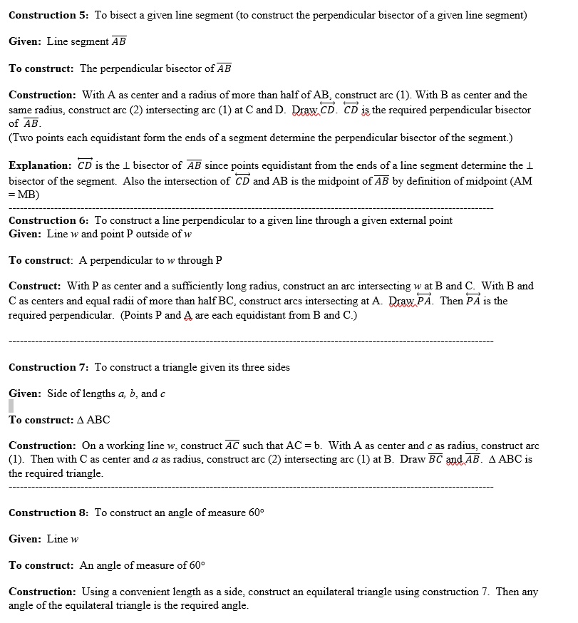SOLVED: Construction 5: To bisect given line segment (to construct the perpendicular bisector of ...