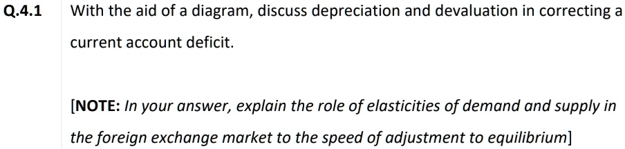 Q.4.1 With the aid of a diagram, discuss depreciation and devaluation ...