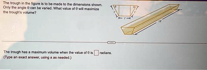 SOLVED: The trough in the figure is to be made to the dimensions shown ...