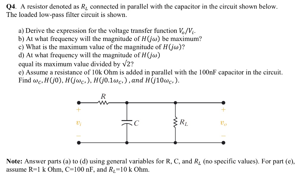 SOLVED: Q4. A resistor denoted as R is connected in parallel with the capacitor in the circuit ...