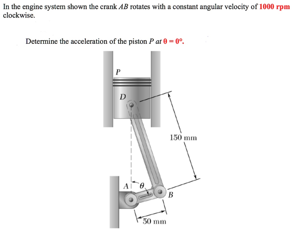 In the engine system shown the crank AB rotates with a constant angular ...