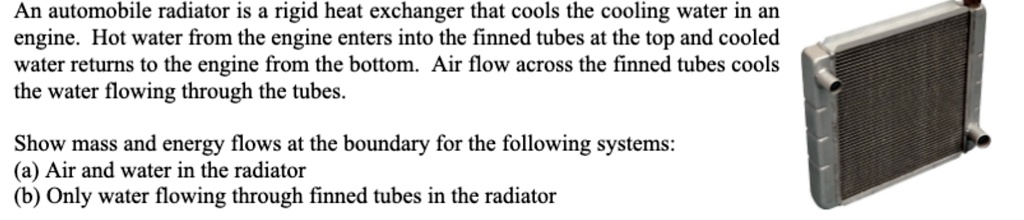 SOLVED: An automobile radiator is a rigid heat exchanger that cools the ...