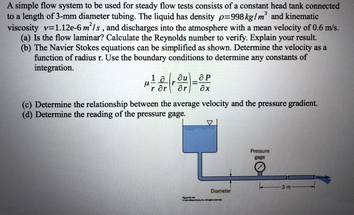A simple flow system to be used for steady flow tests consists of a ...