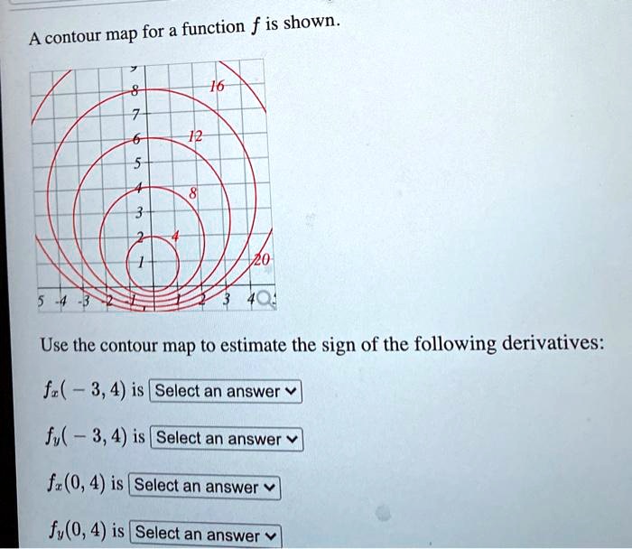 VIDEO solution: A contour map for a function f is shown: Use the ...