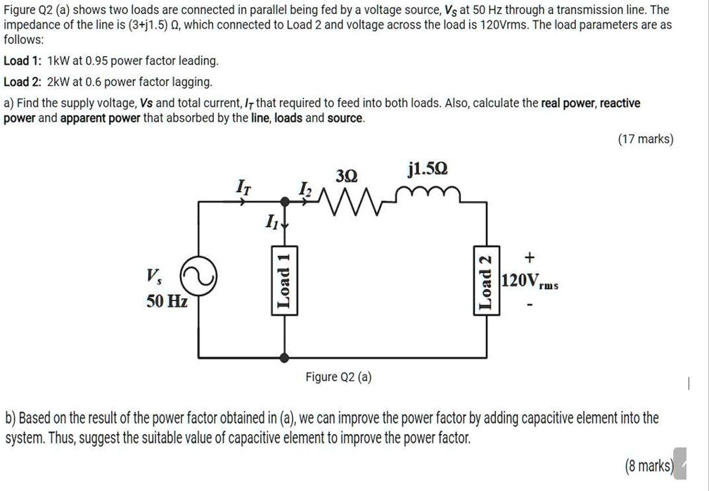 SOLVED: ELECTRICAL SYSTEMS (single-phase circuit) Please answer Part B only. Figure Q2(a) shows ...