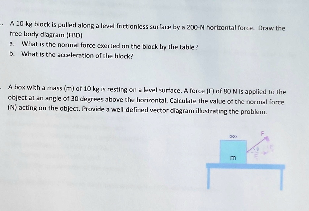 1. A 10-kg block is pulled along a level frictionless...