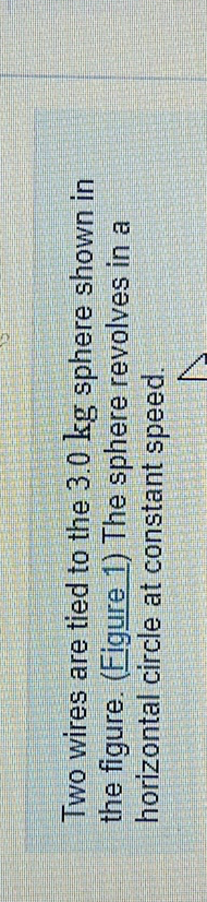 Two wires are tied to the 3.0 kg sphere shown in the figure. (Figure 1) The sphere revolves in a ...