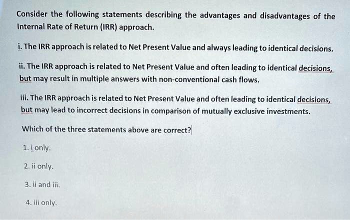 SOLVED: Consider the following statements describing the advantages and ...