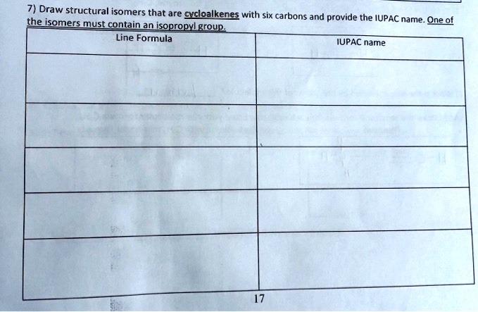SOLVED: Draw structural isomers that are Alkenes with six carbons and ...