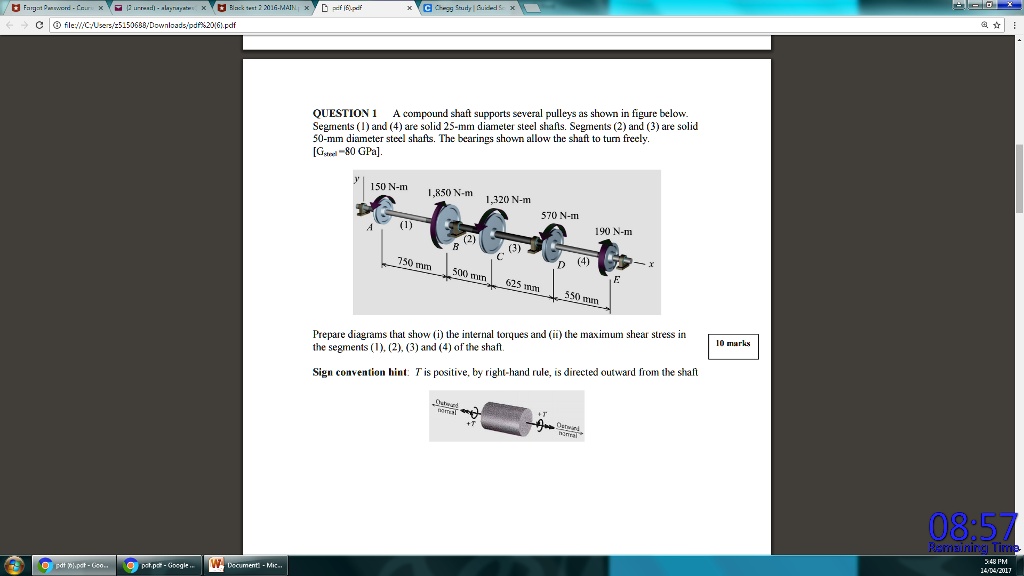 SOLVED: A compound shaft supports several pulleys as shown in the ...