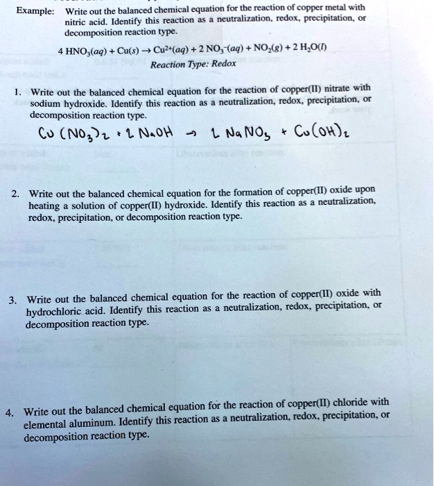 Solved Example Write Out The Balanced Chemical Equation For The