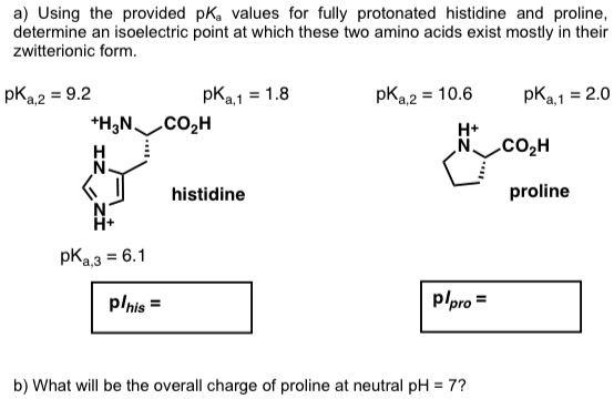 a) Using the provided pKa values for fully protonated histidine and ...