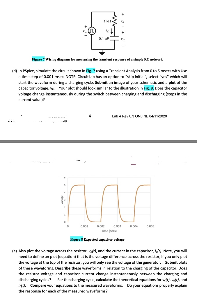 SOLVED: Vp + 0.1 Figure 7 Wiring diagram for measuring the transient response of a simple RC ...