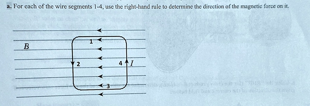 a. For each of the wire segments 1-4, use the right-hand rule to ...
