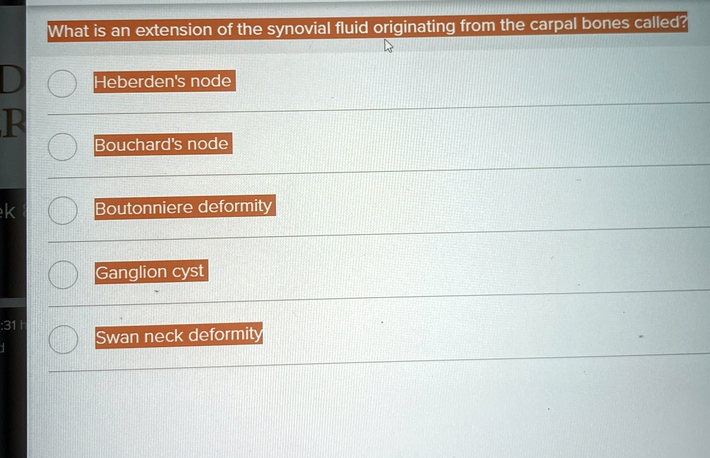 what is an extension of the synovial fluid originating from the carpal ...