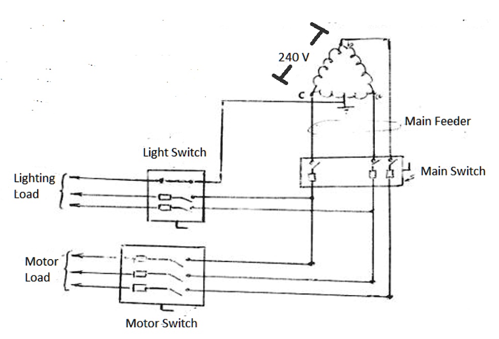 Light Switch Lighting Load C Motor Load Motor Switch T 240 V C Main ...