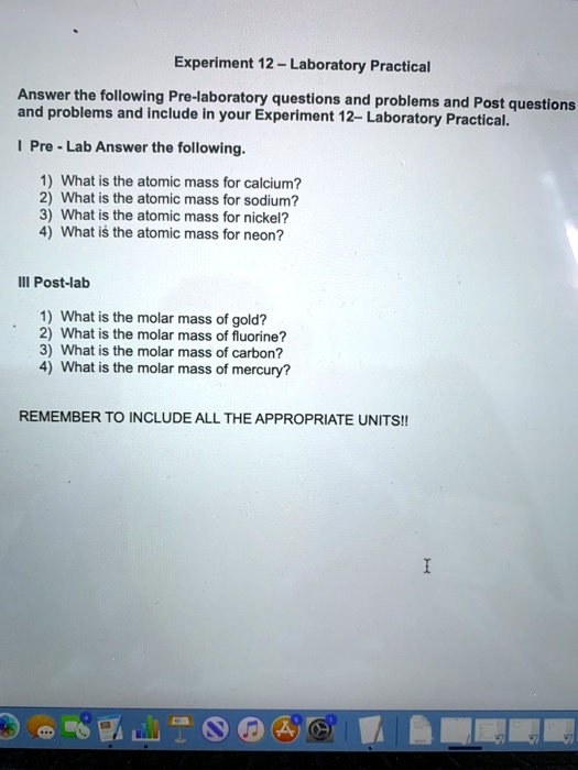 Experiment 12 - Laboratory Practical Answer the following Pre ...