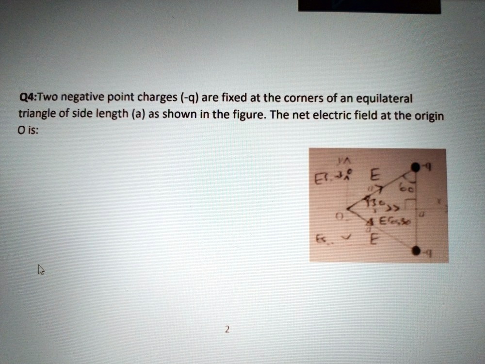 SOLVED: Q4: Two negative point charges (-q) are fixed at the corners of ...