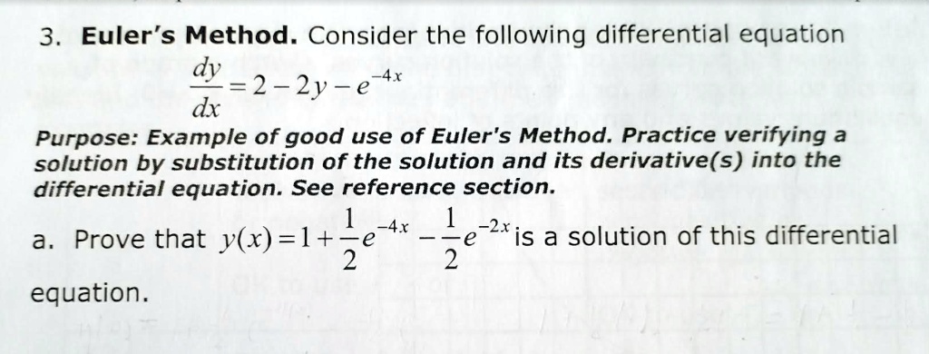 SOLVED: 3. Euler'$ Method. Consider the following differential equation ...