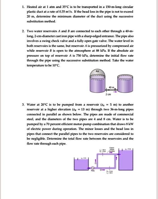 SOLVED: Heated air at 1 atm and 35Â°C is to be transported in a 150-m-long circular plastic duct ...
