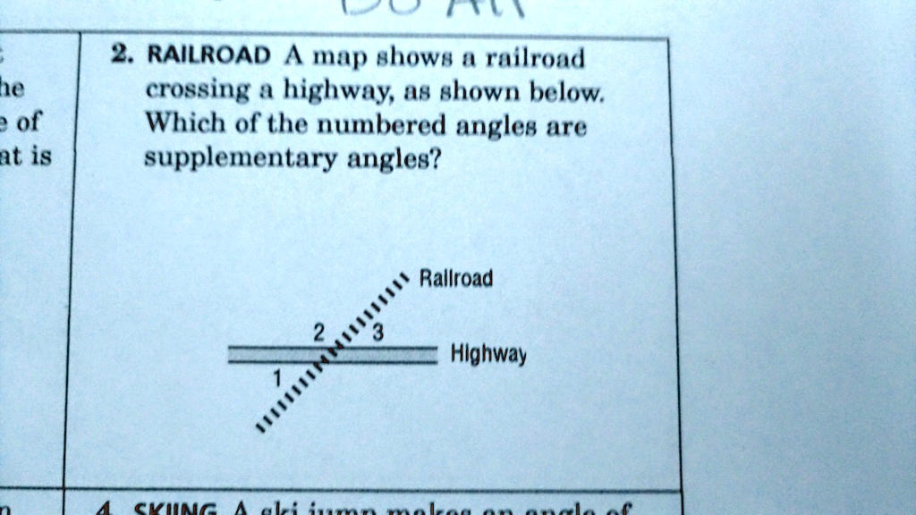 2. RAILROAD A map shows a railroad crossing a highway, as shown below ...