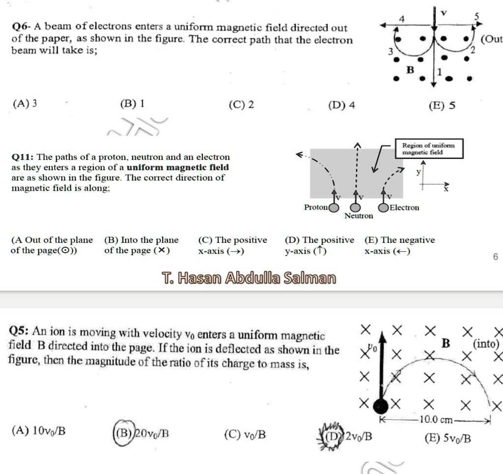 please help all answers with steps 5 q6 a beam of electrons enters a ...