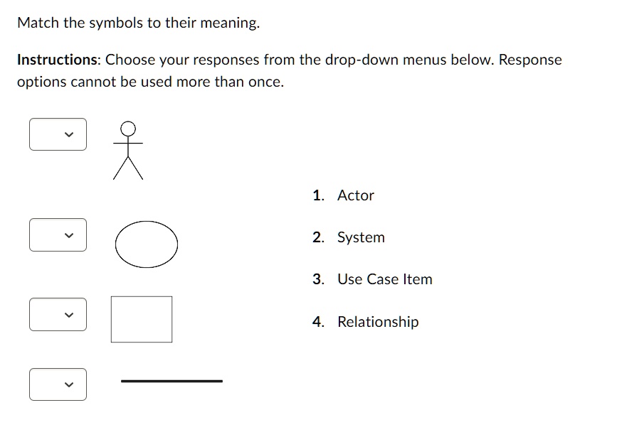 SOLVED: Match the symbols to their meaning Instructions: Choose your ...