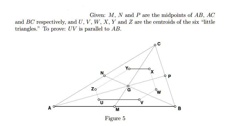 SOLVED: Given: M, N and P are the midpoints of AB, AC and BC respectively; and U, V,W,X,Y and Z ...