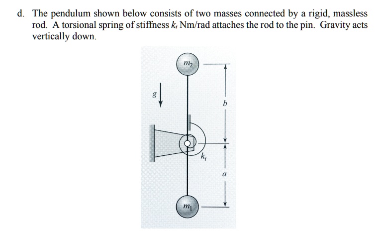 [GET ANSWER] d. The pendulum shown below consists of two masses ...